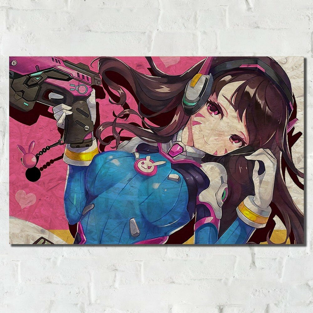 Картина интерьерная на рельефной доске игра овервотч Diva (Дива, overwatch, ps, pc, xbox, switch) - 13737 Г