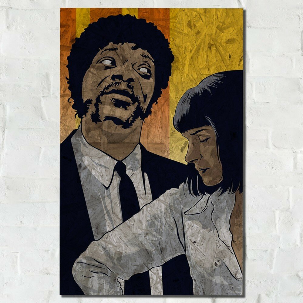 Картина интерьерная на рельефной доске фильм Pulp Fiction (Криминальное Чтиво (Тарантино) - 14372 В