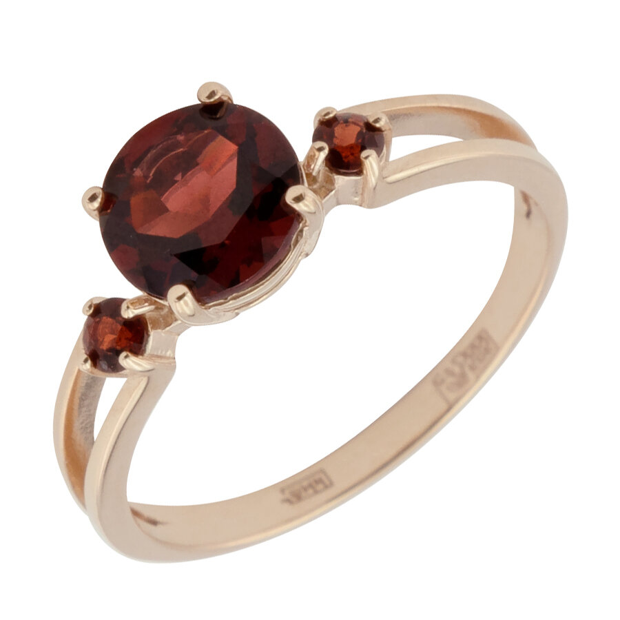 Кольцо, красное золото, 585 проба, гранат