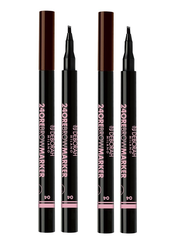 Лайнер для бровей Deborah Milano, 24 Ore Brow Marker, тон 04 брюнет, 0,8 г, 2 шт.