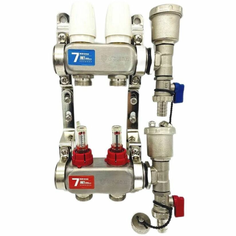 Коллекторная группа без кранов нержавеющая с расход. 1 x 3/4 2-вых. Vieir (Виеир) (VR113-02A)