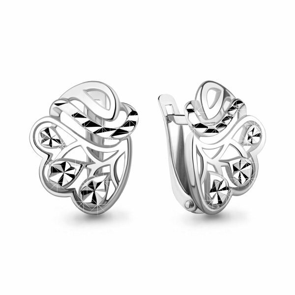 Серьги, серебро, 925 проба, родирование