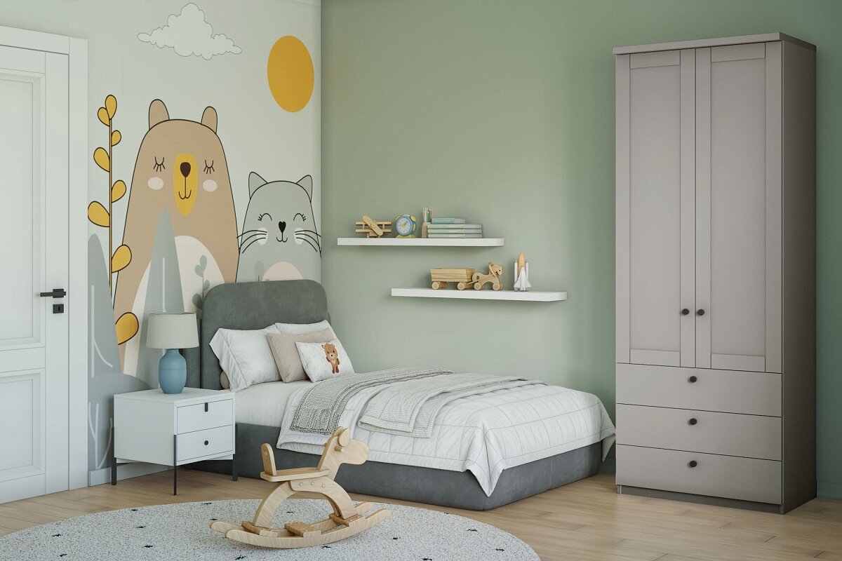 Шкаф распашной МебельЛэнд24 София РАХ - 11 МДФ Кашемир 80x60x220 бежевый для одежды двухдверный с 3 ящиками