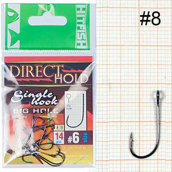 Крючок одинарный микроджиг с засечками HITFISH Direct Hold Single Hook №08 (с большим ухом)