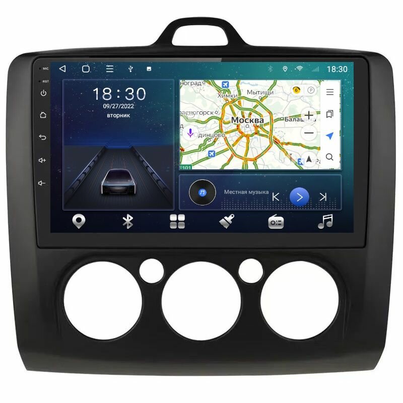 Магнитола CRS-300 Форд Фокус 2 с кондиционером (черная рамка) Ford Focus 2 - Android 13 - Процессор 8 ядер - Carplay - DSP 36 полос - 4G(Sim)