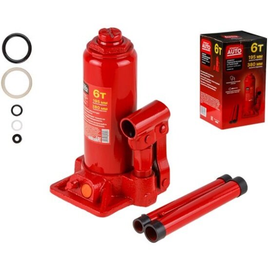 Startul Домкрат гидравлический 6т бутылочный 195-380мм AUTO (ST8018-06) (h min 195мм, h max 380мм)
