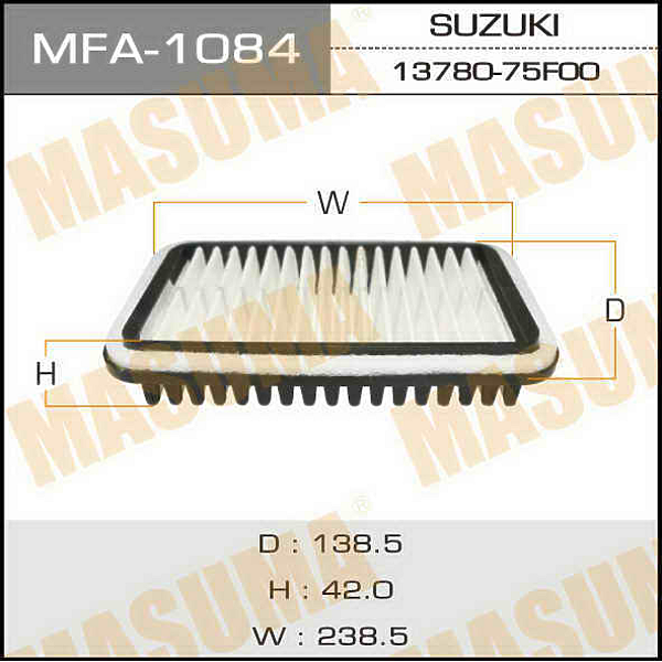 MASUMA MFA-1084 (1378075F00 / 165464A0A0 / 1A0113Z40) фильтр воздушный\ Suzuki (Сузуки) wagon r+ 1.0 / 1.2 98-08