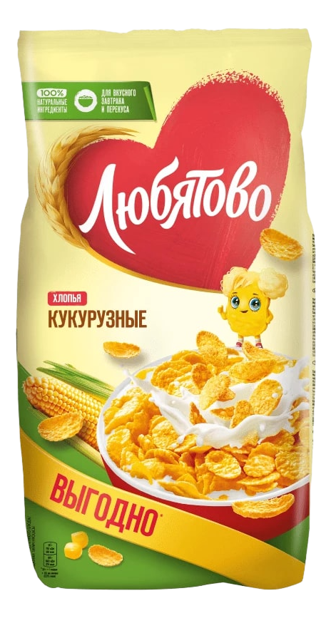 Хлопья кукурузные любятово, 600г
