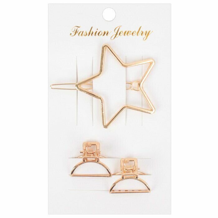 Заколка для волос металическая 3 штуки "Звезда" цвет золотые