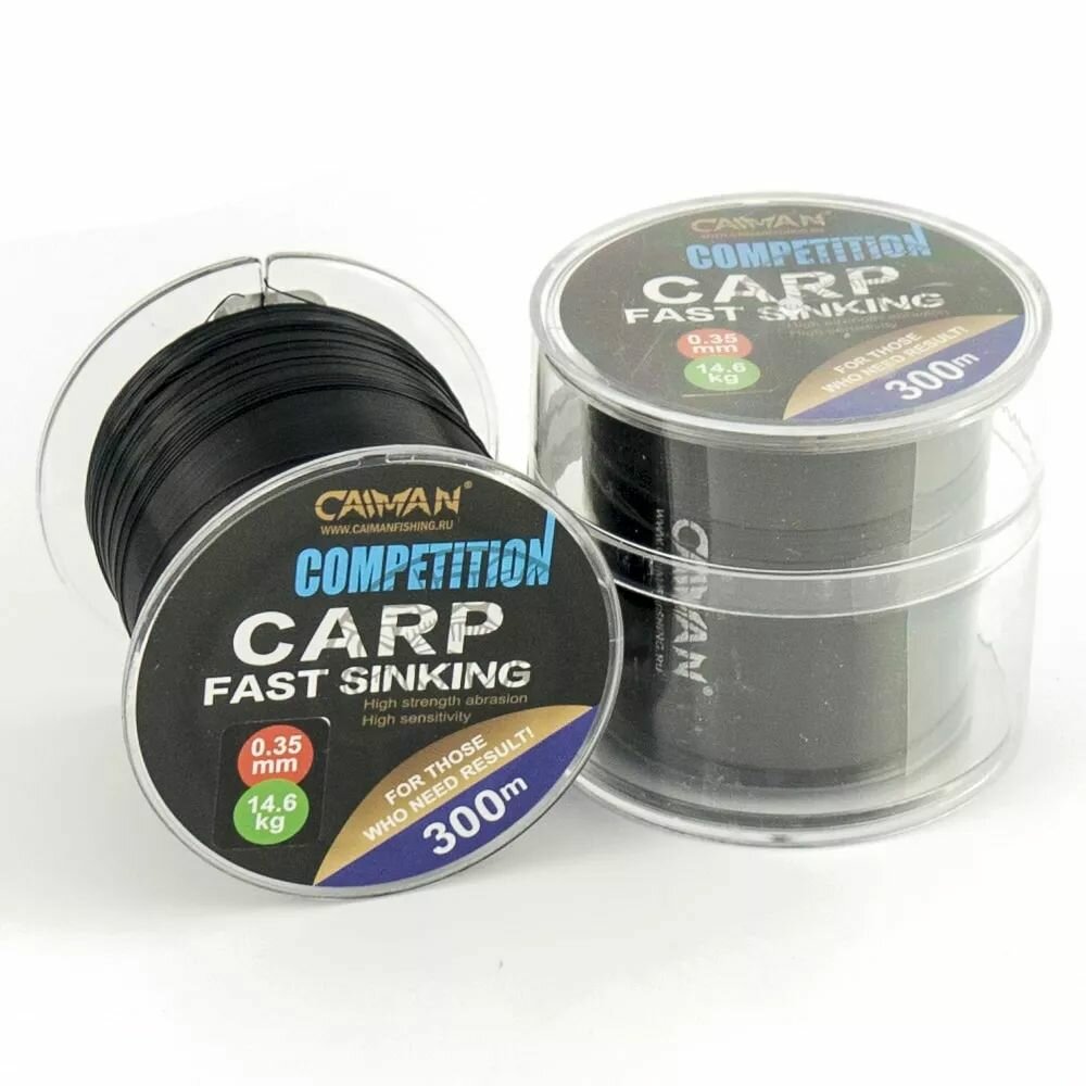 Леска Caiman Competition Carp Sinking 300м 0,35 мм черная, быстротонущая, мягкая, без памяти