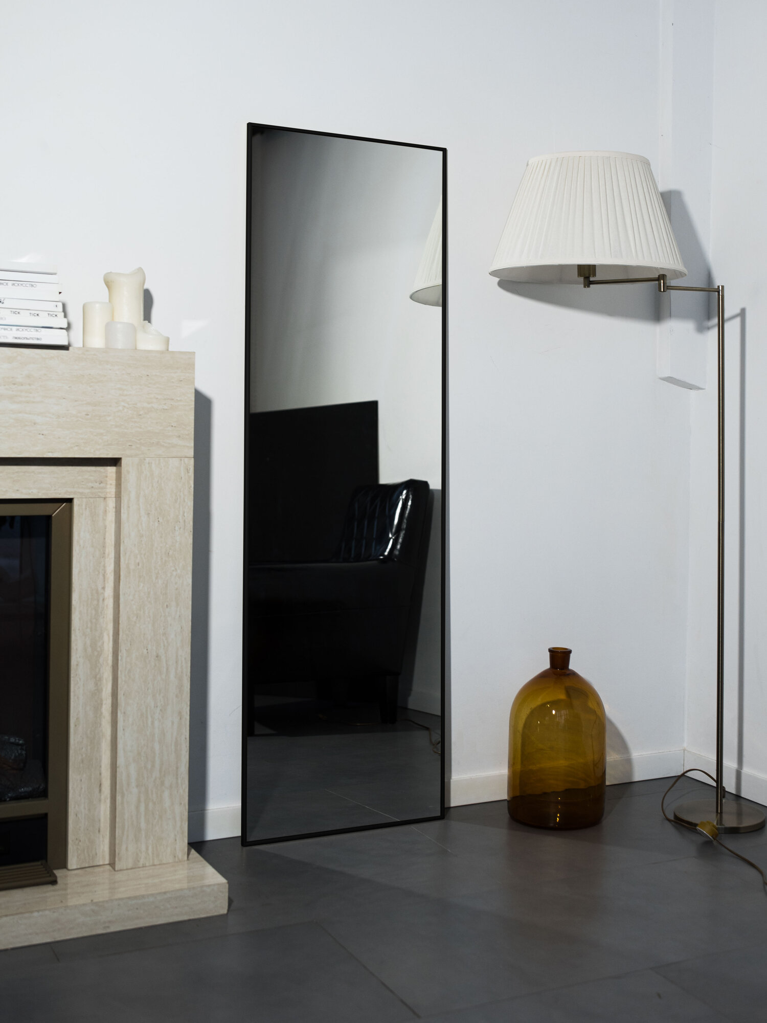 Зеркало интерьерное Diner 50x160, черный, алюминиевая рама