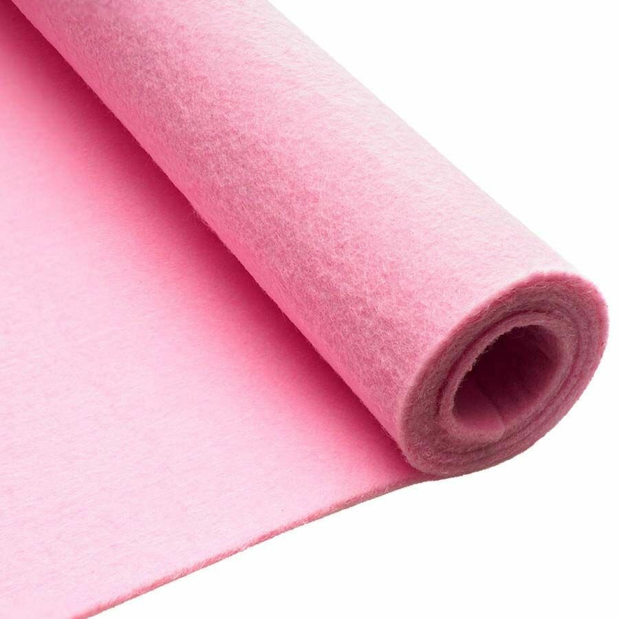 Фетр однотонный твердый 3 мм в рулоне 100 х 100 см, розовый С30, плотность 450 г/м2