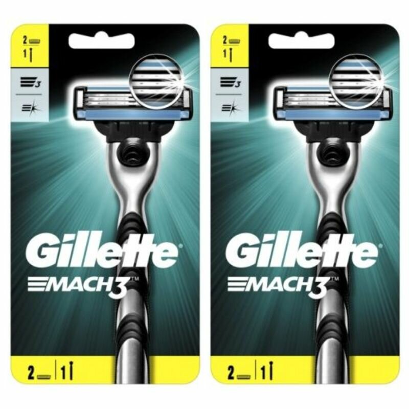 GILLETTE Мужская бритва, MACH 3, с 2 сменными кассетами, 2 шт