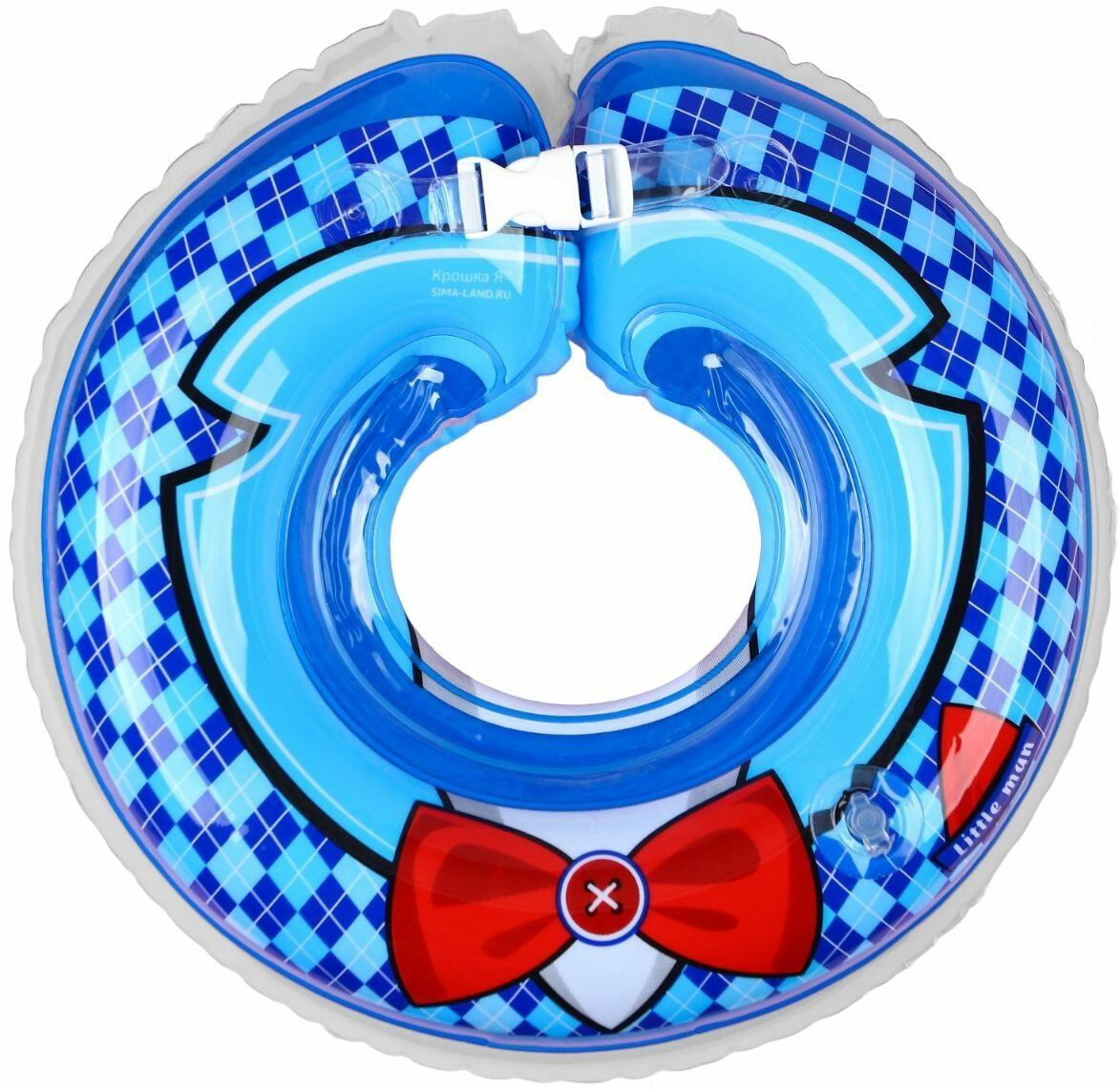 Детский надувной круг на шею "Джентльмен" с погремушками, для безопасного купания, двухкамерный, подходит для новорожденных малышей от 1 месяца