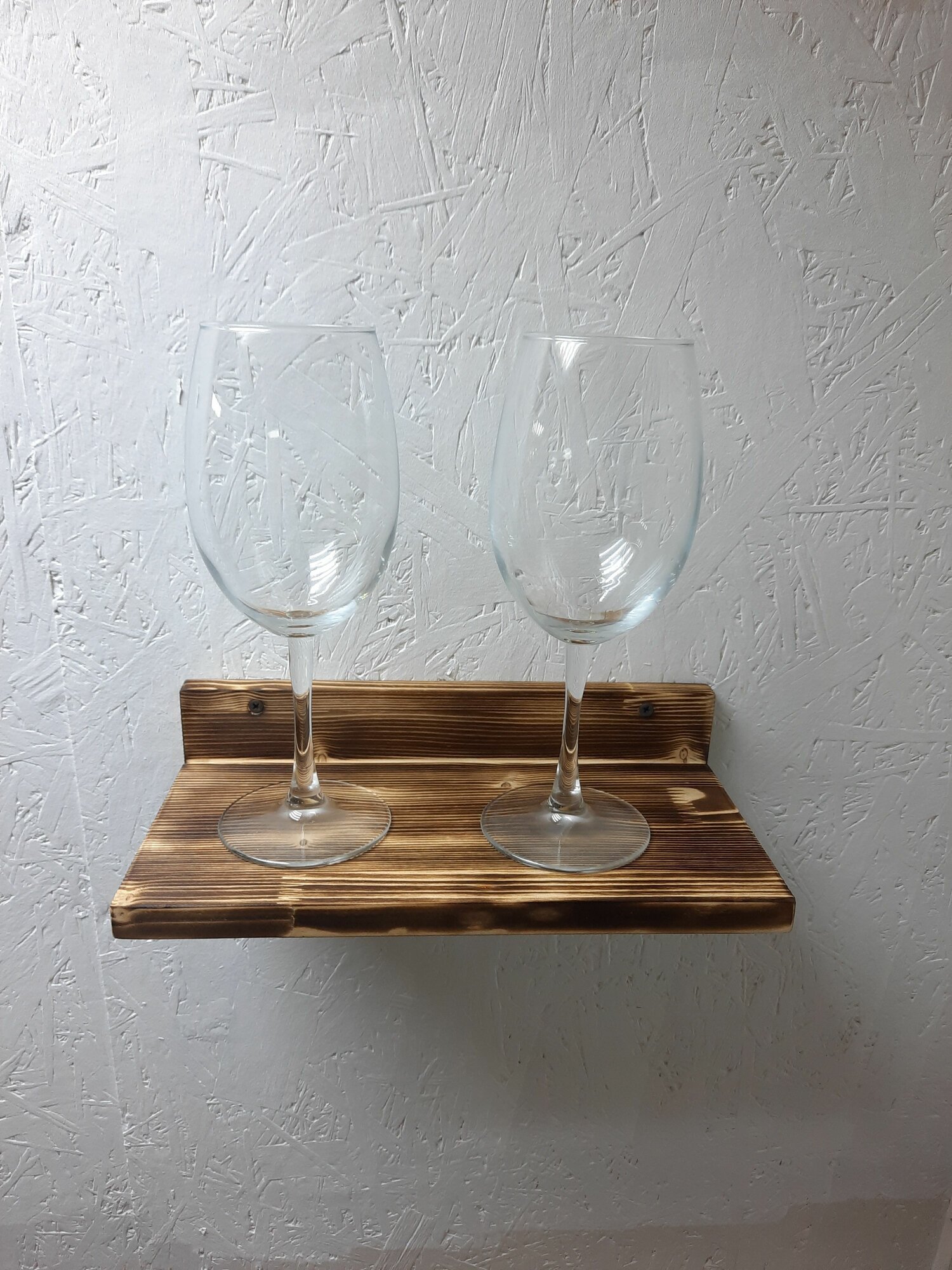 Полка навесная настенная деревянная мини в обжиге шириной 30см