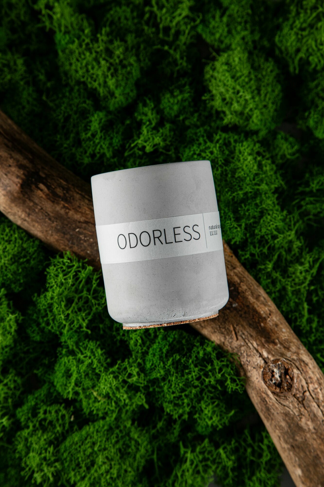 Свеча в гипсе ODORLESS GRAY