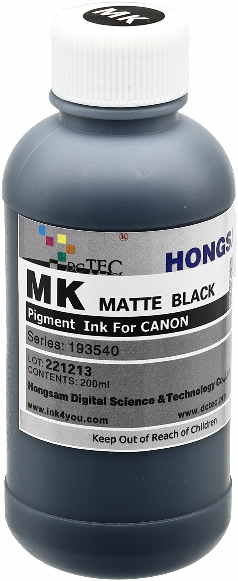 Чернила DCTec пигментные Canon TM-200 Matte Black (матовый чёрный) 200 мл