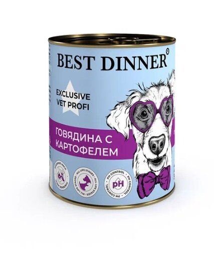 Влажный консервированный корм для собак Best Dinner Exclusive Urinary "Говядина с картофелем" , 4*340гр (4 банки)