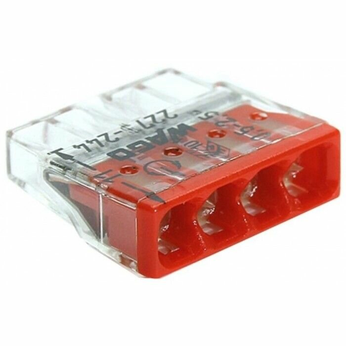 Клемма 4-х проводная 4х(0.5-2.5мм) для распред. короб. (с контактн. пастой «Alu-Plus») 2273-244 WAGO 88329