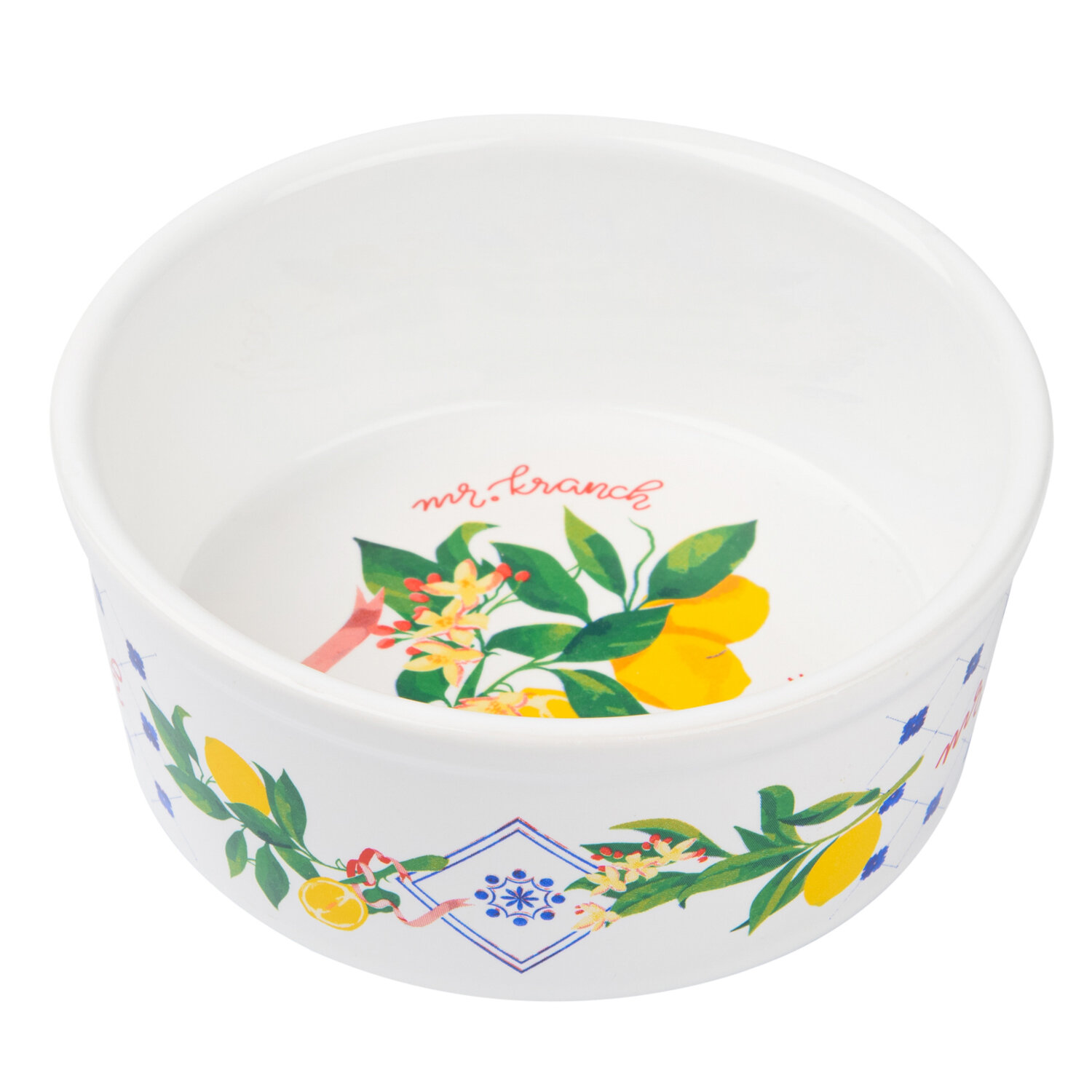 Mr.Kranch Миска фарфоровая "Лимоны" белая для собак и кошек 450мл