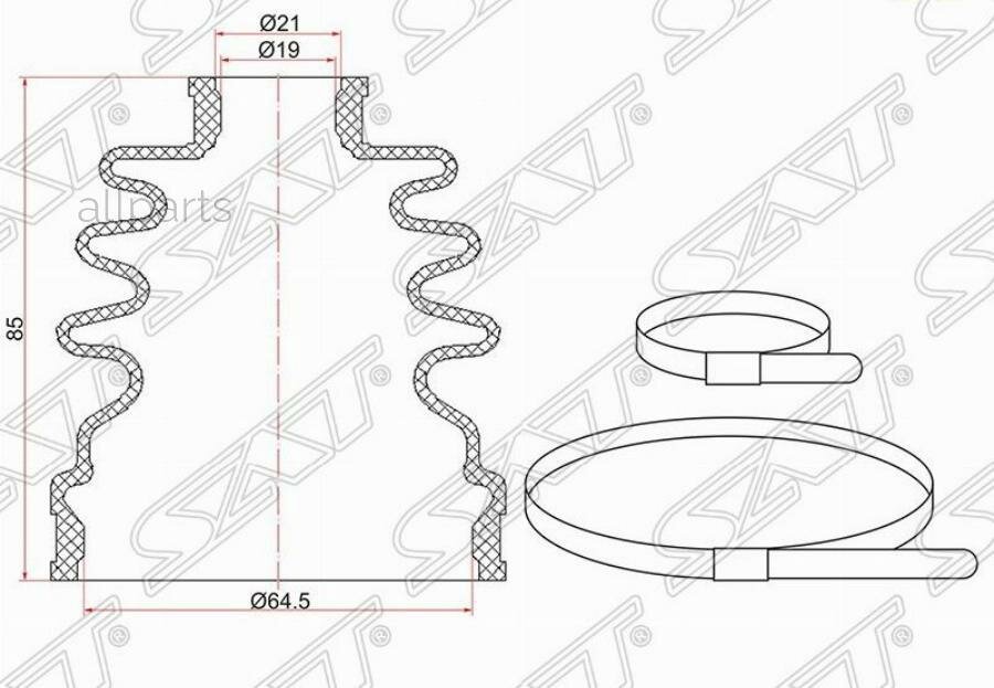 SAT C-1138 Пыльник шруса наружный TOYOTA PLATZ 99-05/VITZ 99-05/YARIS 99-02/SUZUKI SWIFT 1.3 89-(2 хомута. рези