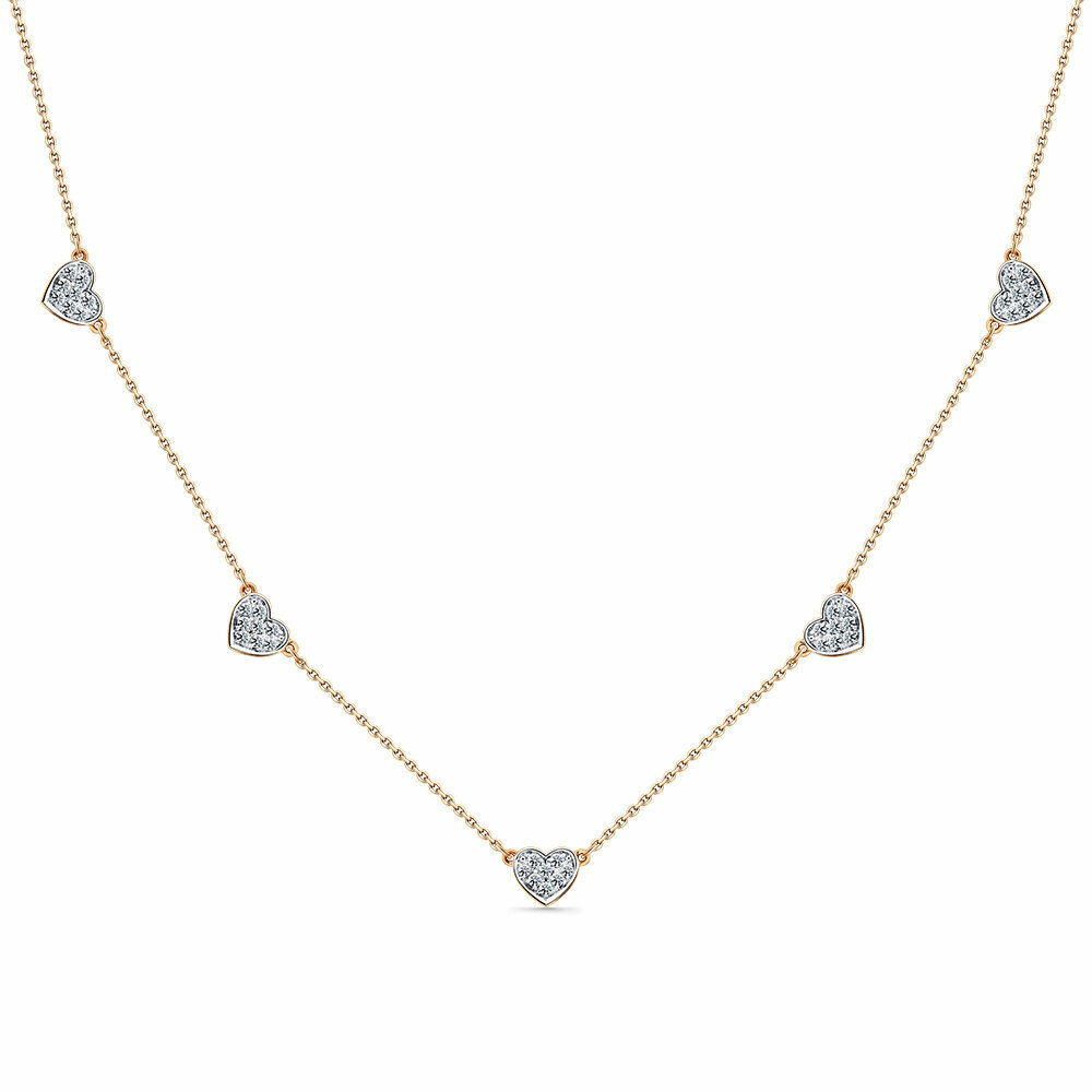 Колье, красное золото, 585 проба, бриллиант