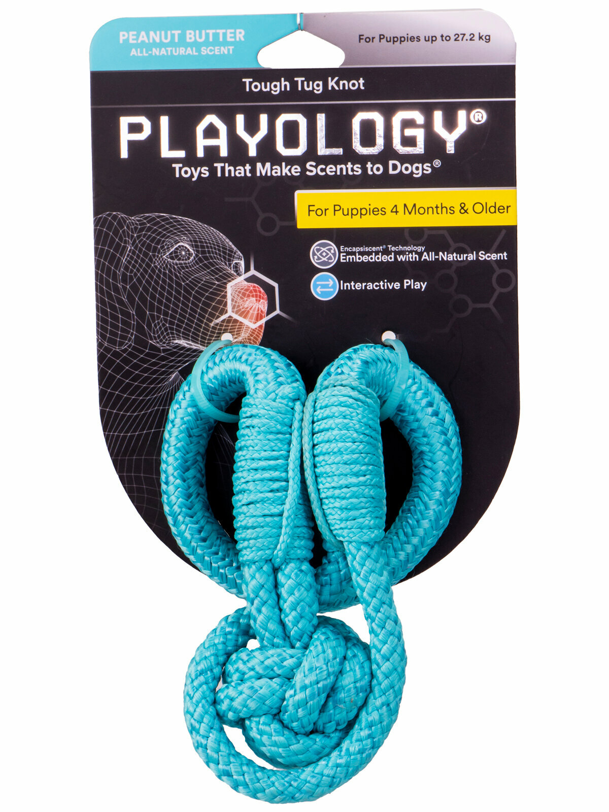Playology жевательный канат TOUGH TUG KNOT с ароматом арахиса, голубой