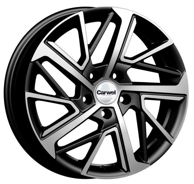 Диск автомобильный литой Carwel Мадон 267 17x6.5 4x100 et50 dia60.1 Чёрный глянцевый с полированной лицевой частью