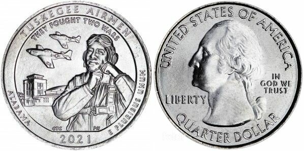 США 25 центов 2021 Квотеры Парки США 56 - Пилоты из Таскиги