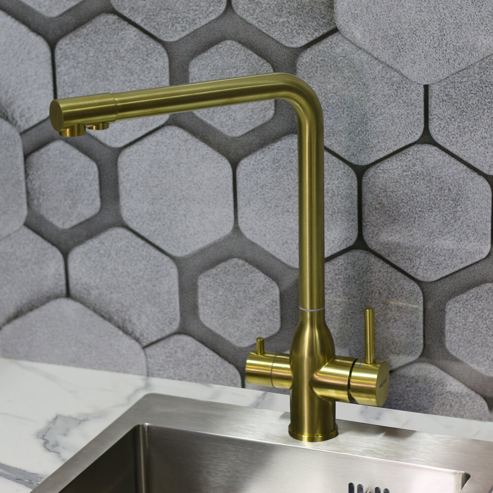 Смеситель для кухни с подключением к фильтру MELANA Stello (610304PVD-G) золото