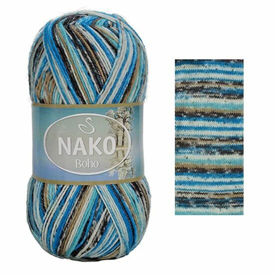 Пряжа Nako Boho Konsept 32843 (25% полиамид, 75% шерсть) 500гр.