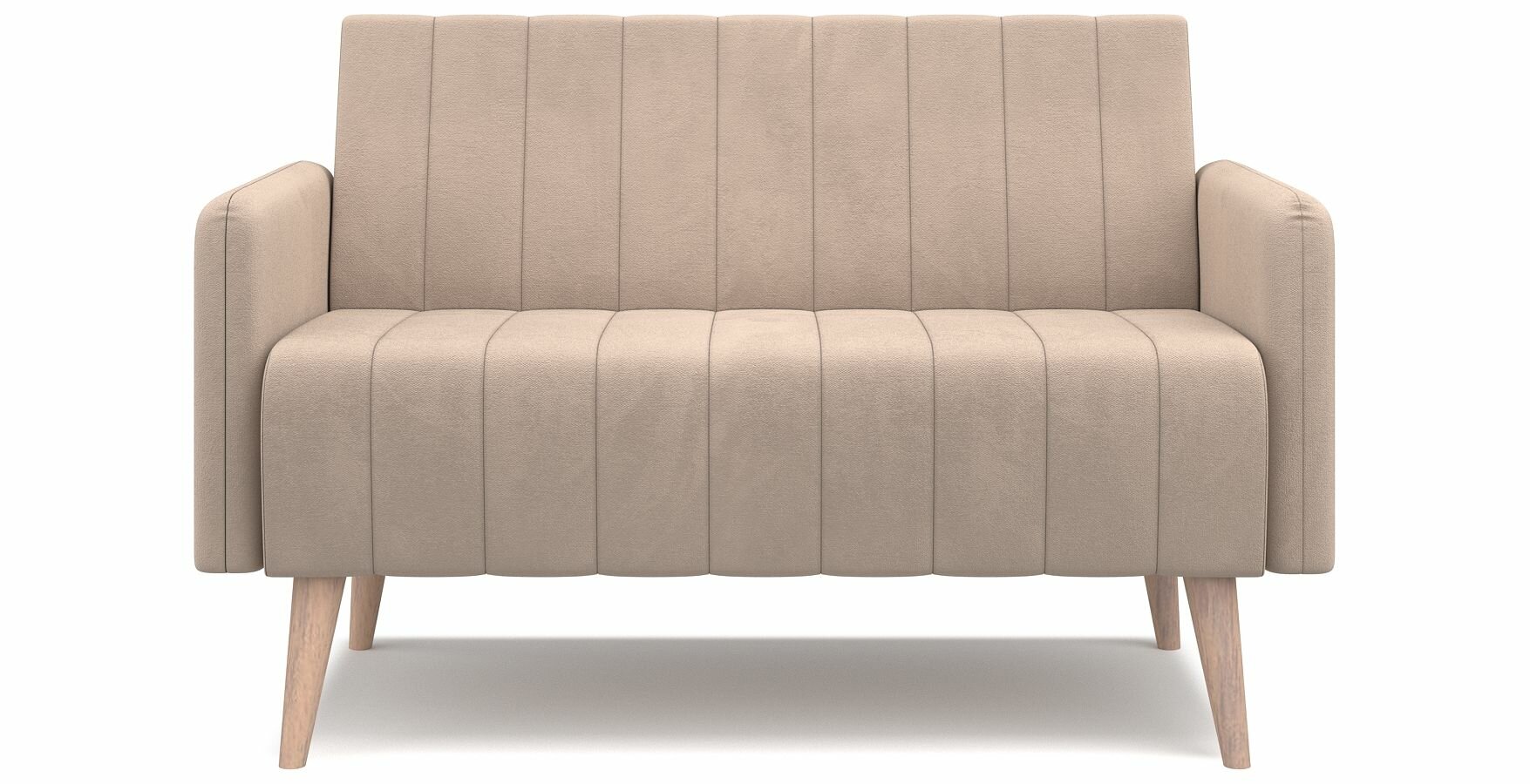 Прямой диван PUSHE Норман 2 с подлокотниками, нераскладной, для кухни, прихожей, балкона, детской, бежевый Balance 130