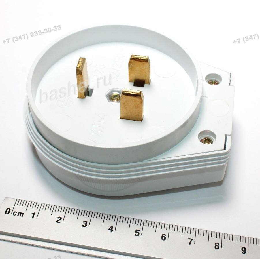 Вилка силовая для электроплиты ВШ 32А 250В 2Р+РЕ (ОУ) белая Rexant