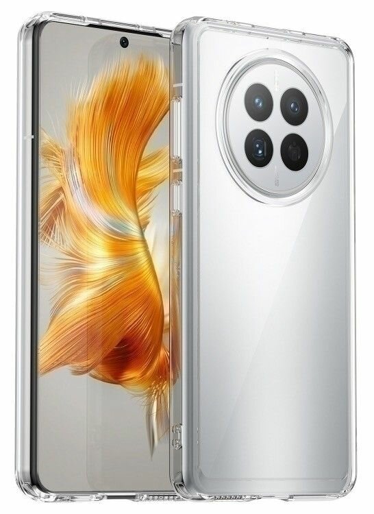 Чехол на Huawei Mate 50 пластиковый с силиконовой окантовкой прозрачный