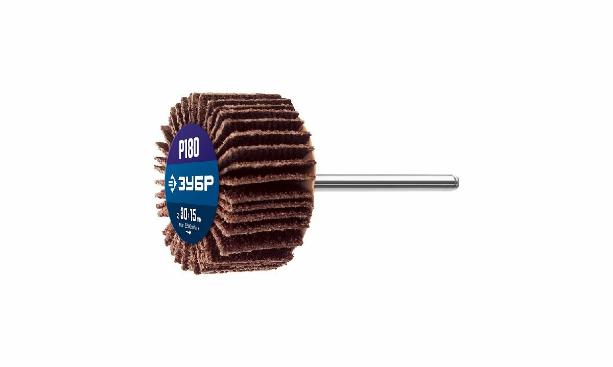 Круг шлифовальный лепестковый ЗУБР 30 мм P180 на шпильке 3.2 мм