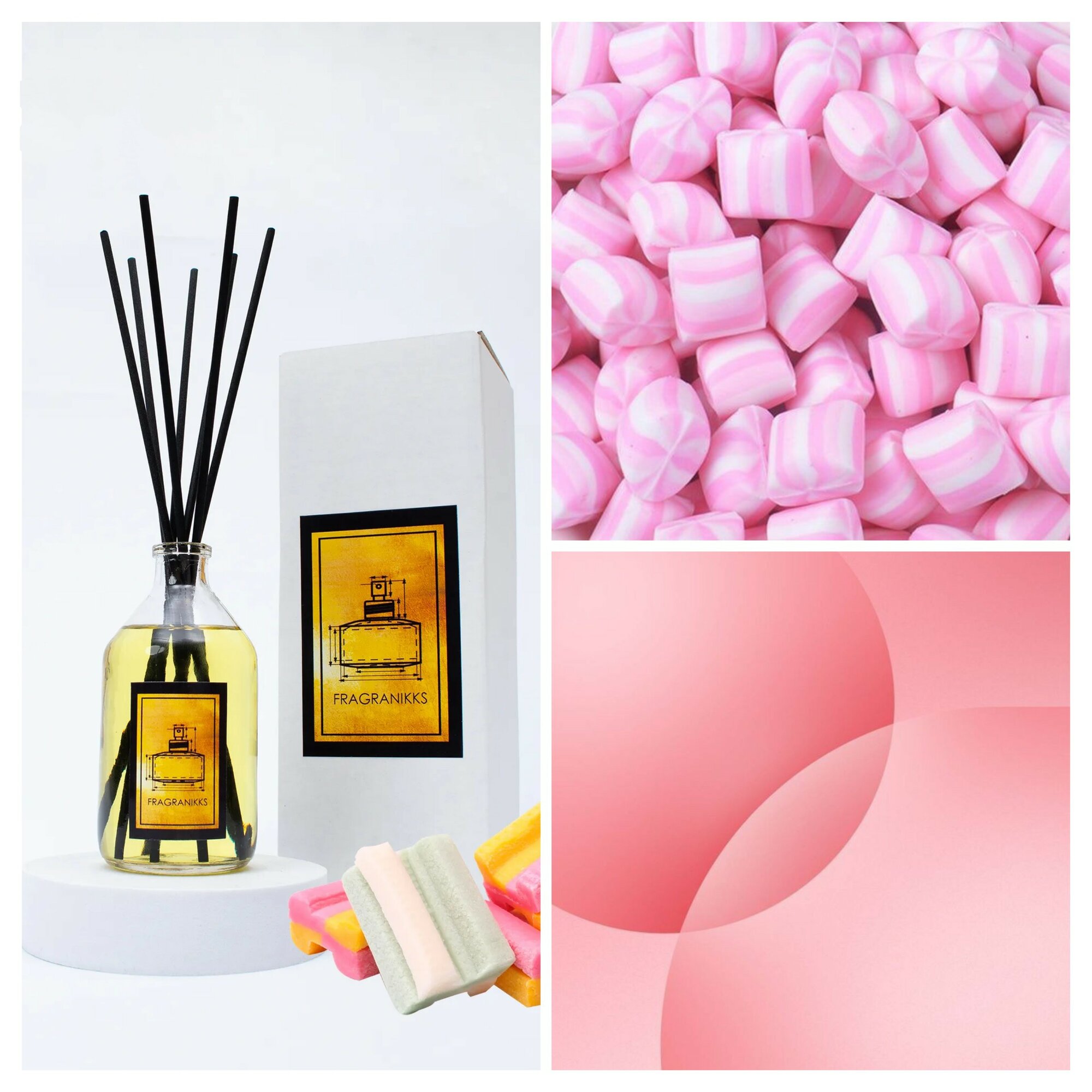 Диффузор ароматический FragraNikks "Бабл-Гам" 125 мл, комплект для создания аромадиффузора с палочками, ароматизатор, оригинальный подарок