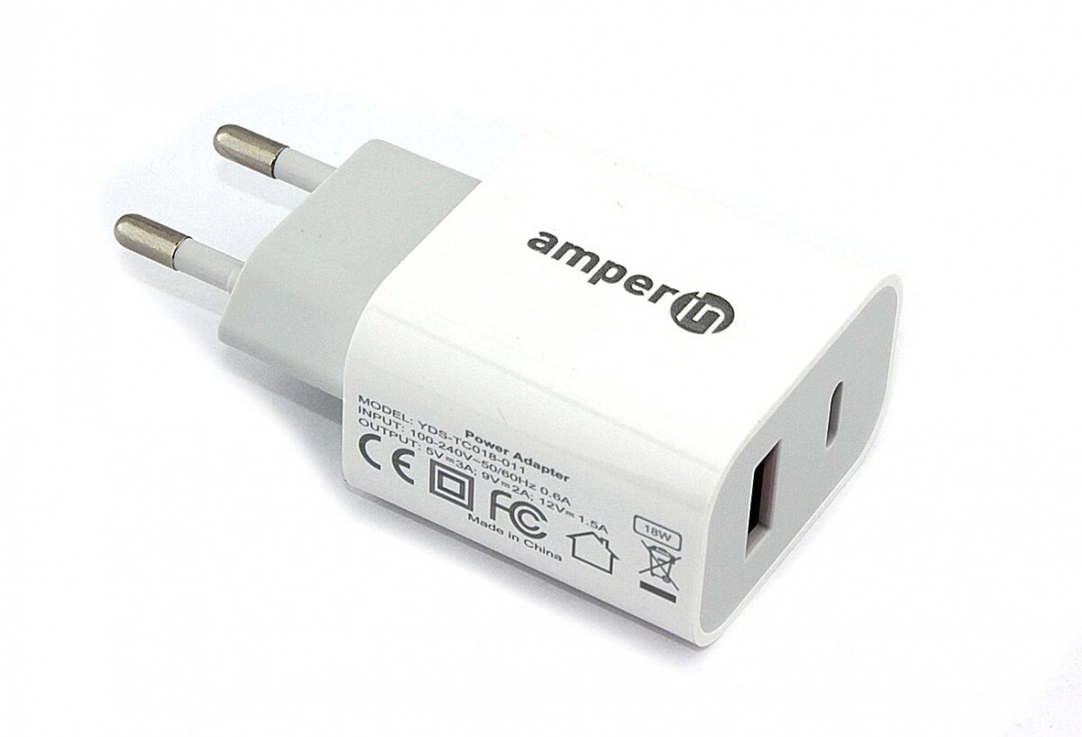 Блок питания Quick Charge 2-Port QC 3.0 USB+Type-C USB 18W (YDS-TC018-011)