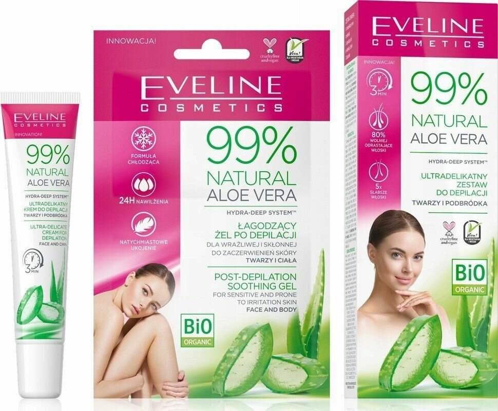 Eveline Cosmetics Набор для депиляции лица и подбородка 99% Natural Aloe Vera, ультраделикатный