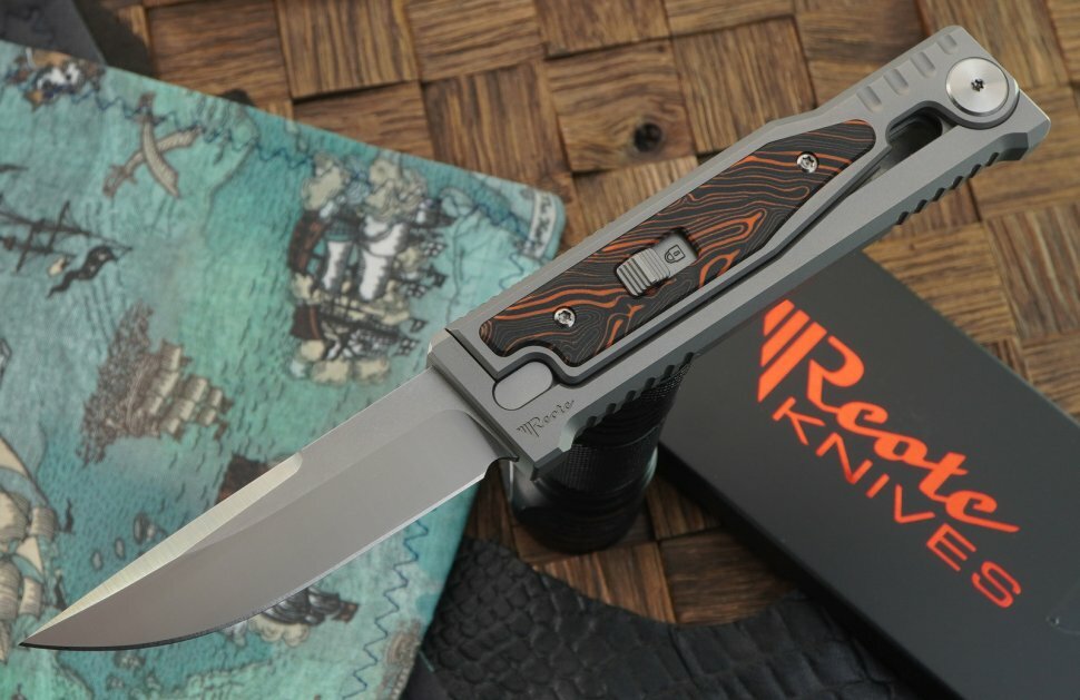 Складной нож Reate Knives Exo-M, сталь Elmax, сатин, рукоять титан/черно-оранжевый джимаскус