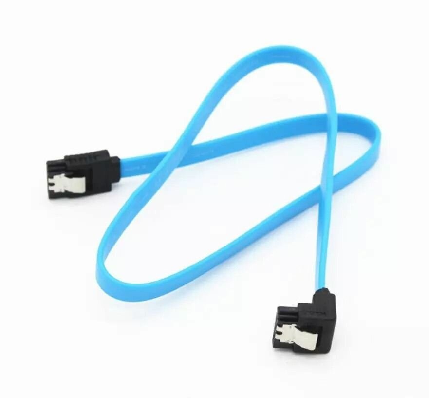 Кабель SATA 3.0 синий 6Gb L-образный с креплением