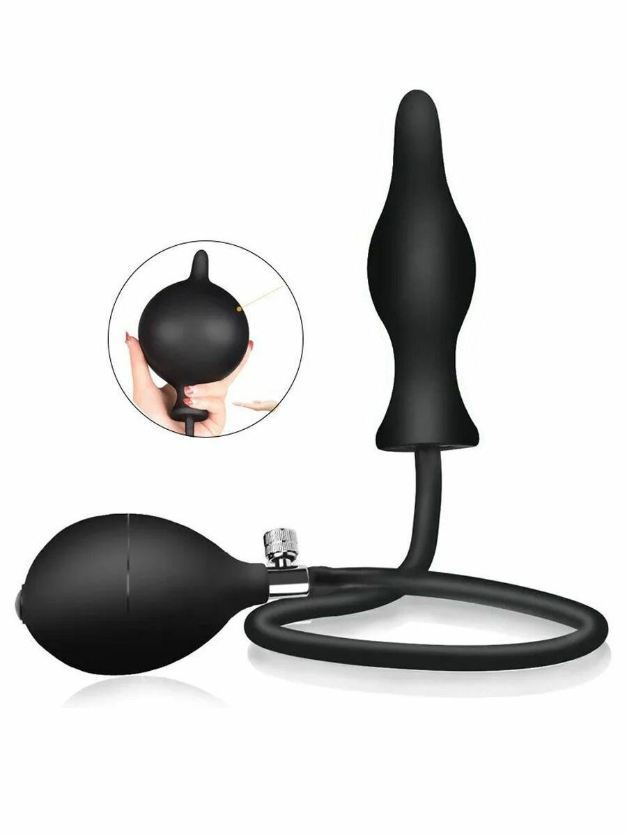 Надувная анальная пробка-расширитель с грушей, 10.5см