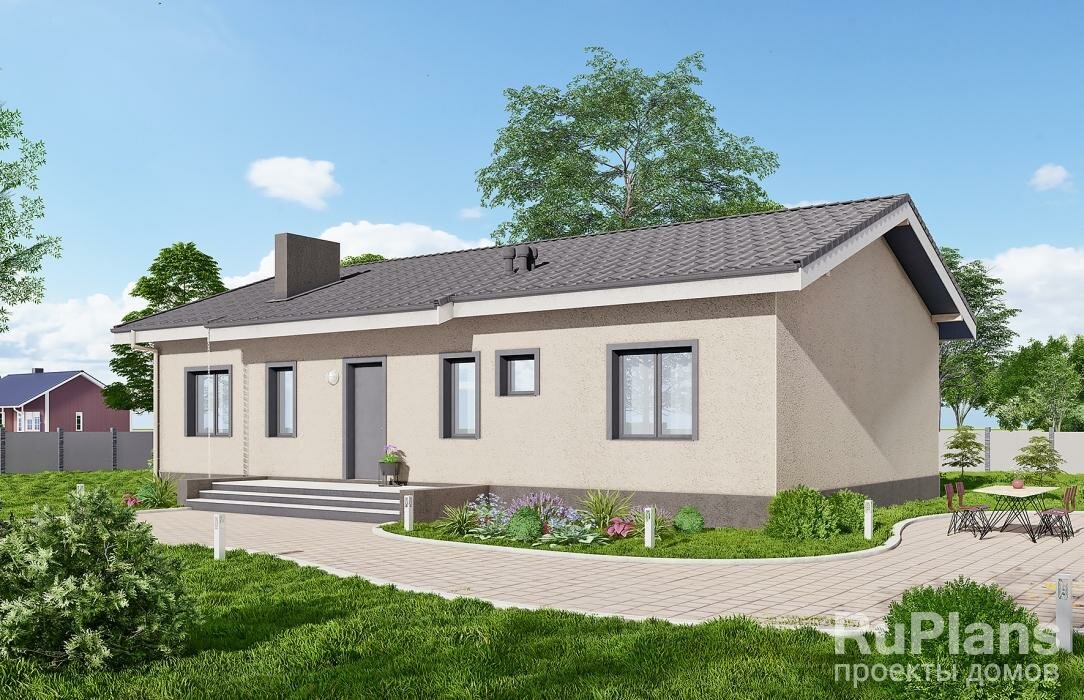 Одноэтажный дом с тремя спальнями (100 м2, 15м x 9м) Rg5971