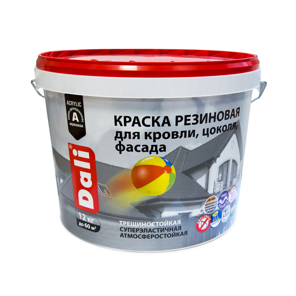 Краска резиновая Dali, глубокоматовая, 12 кг, RAL 7024, серый графит