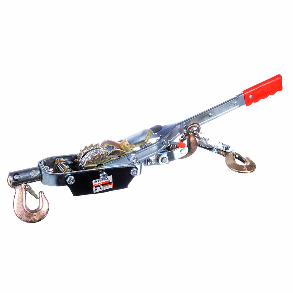 Лебёдка ручная рычажная ермак 4 тонны, длина троса 3 м