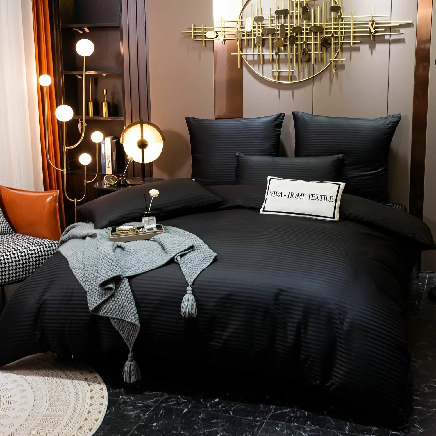 Ситрейд Постельное бельё Страйп Сатин Однотонный Двуспальный