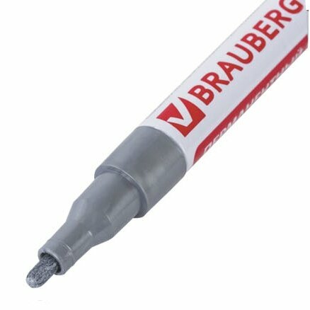 Маркер-краска Brauberg "Серебряная лаковая", без запаха, быстросохнущие чернила, 2 мм