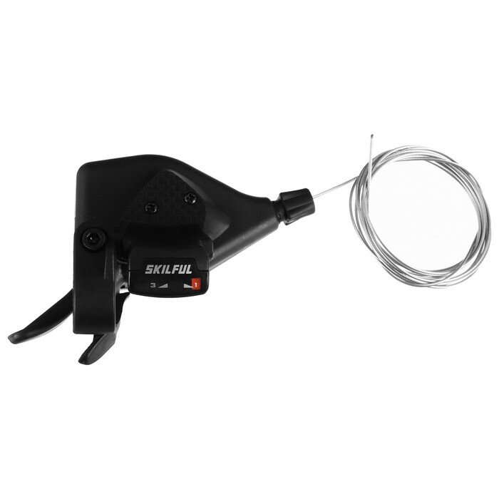 Шифтер Skillful левый 3 ск, трос 1800 мм, совместим с Shimano, черный 13174