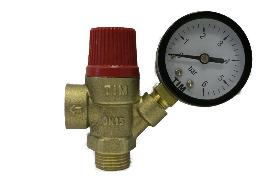 Клапан предохранительный с манометром 1/2 (3 bar) вн/нар