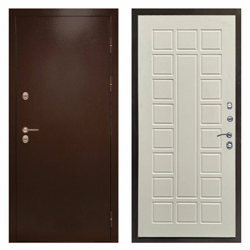 Дверь входная металлическая с терморазрывом Сибирь 3К Престиж бежевый матовый Paputin's Doors 860 х 2050 мм Левая