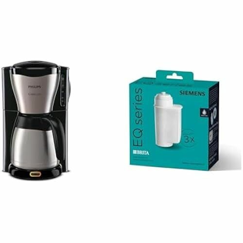 Кофеварка с фильтром Philips термос емкостью 1,2 литра, до 15 чашек и фильтр для воды Siemens BRITA Intenza TZ70033A, уменьшает содержание известкового налета в воде